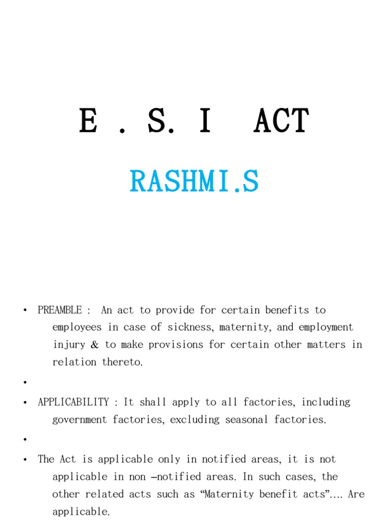 Esi Act - Theory of Notional Extension Included | PDF | Employment ...