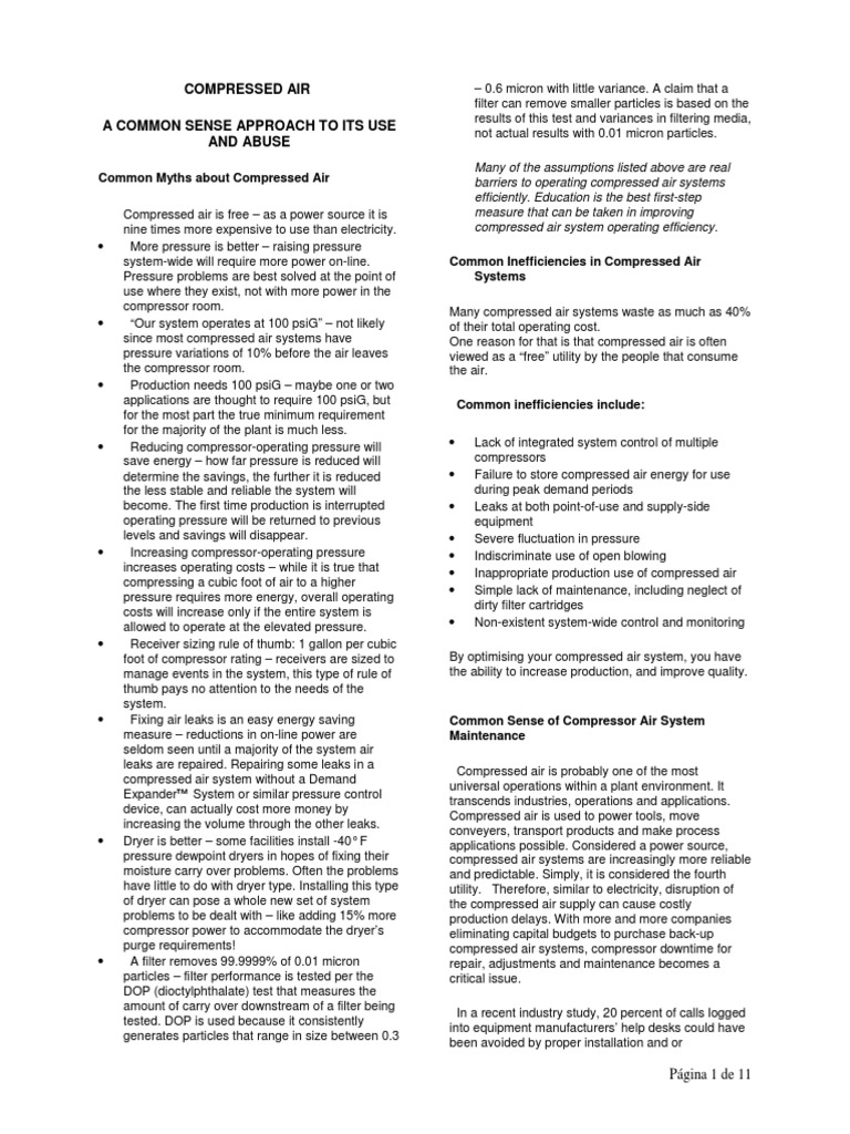 Commpressed Air Tips | PDF | Gas Compressor | Clothes Dryer