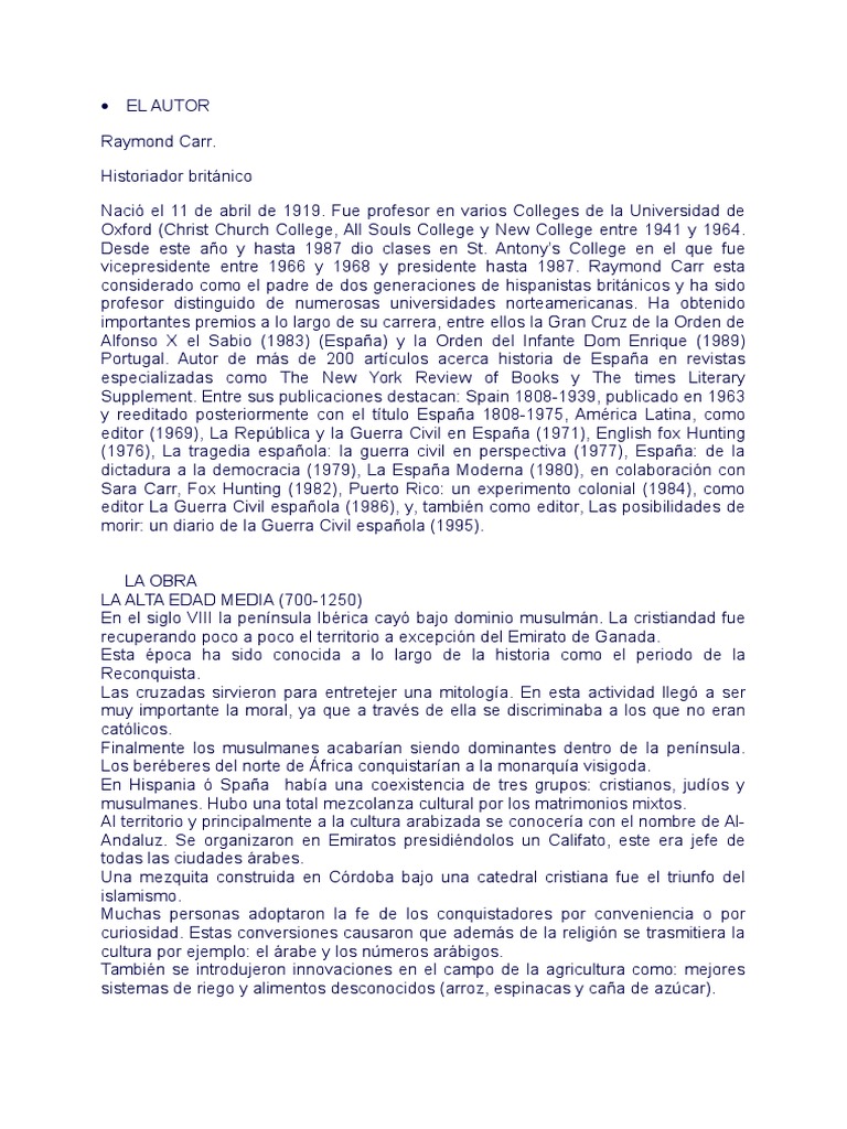 Raymond Carr (ESPAÑA) | PDF | España | Baja Edad Media