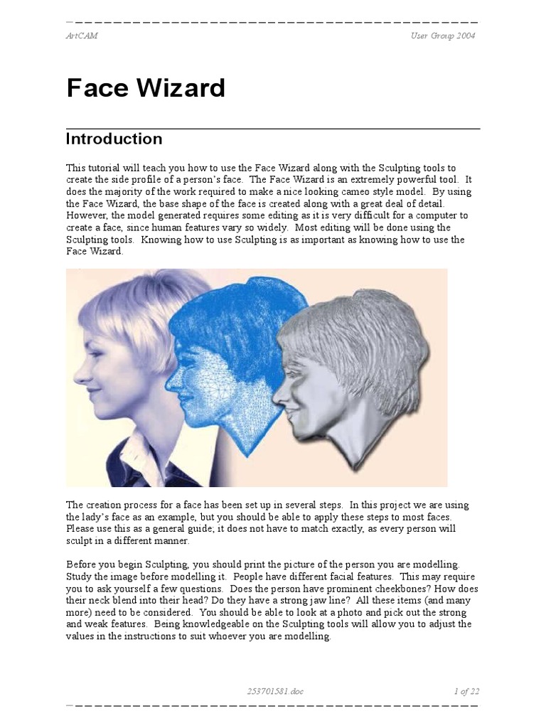 ArtCAM User Group 2004 Face Wizard Introduction | PDF | Sculpture | Hair