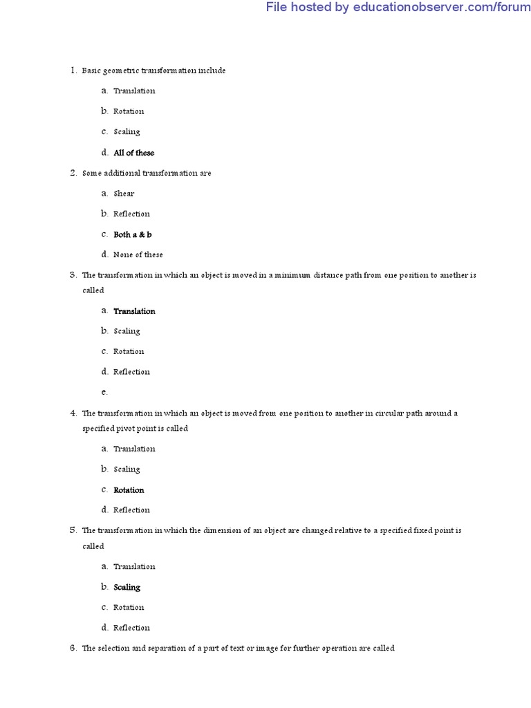 Computer Graphics MCQ Question Bank | PDF | Cathode Ray Tube | Printer ... Computer Graphics MCQ Question Bank | PDF | Cathode Ray Tube | Printer ...