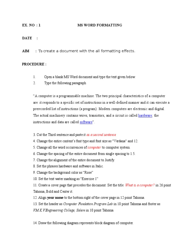 MS Word Formatting Guide | PDF | Games & Activities