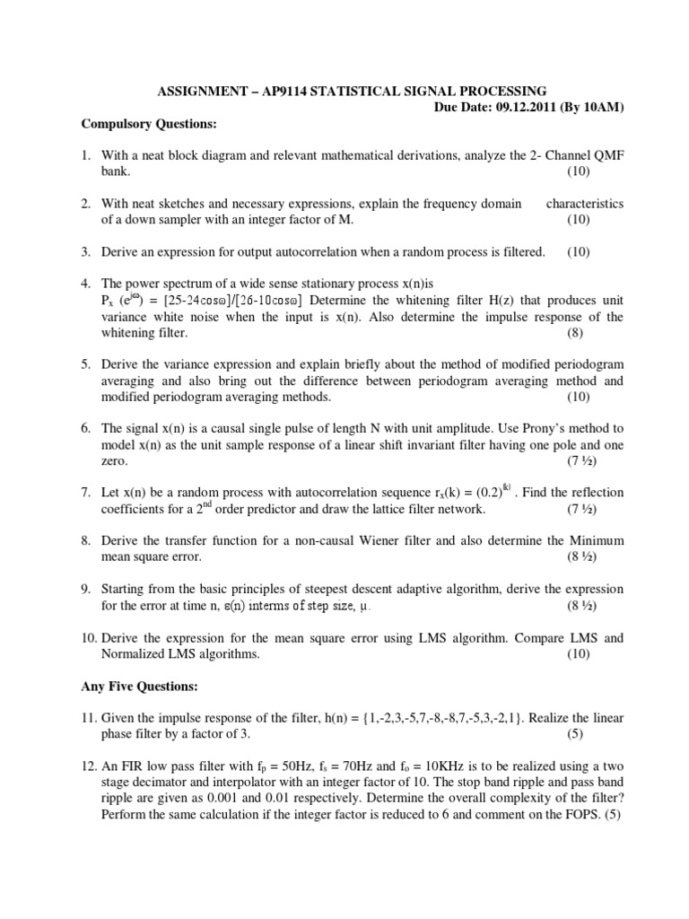 SSP Assignment Problems - Final | PDF | Autocorrelation | Autoregressive Model