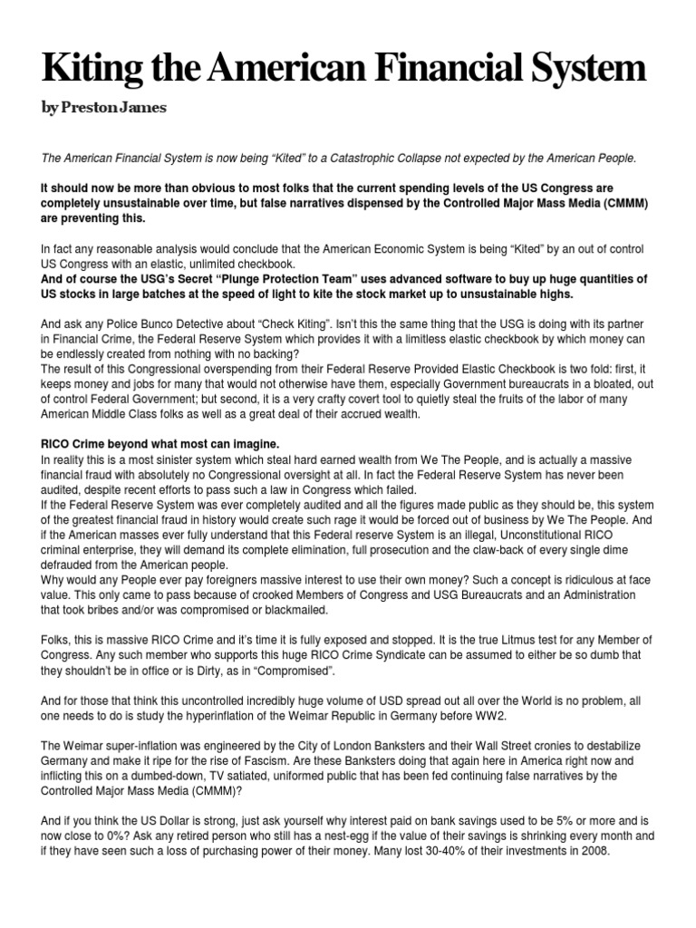 Kiting The American Financial System | PDF | Emergency Economic ...