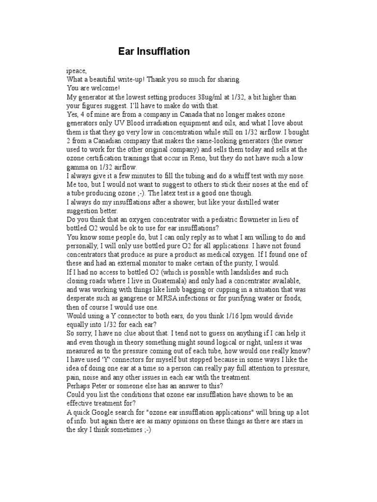 Ozone Ear Insufflation 2 | PDF | Ozone | Ear