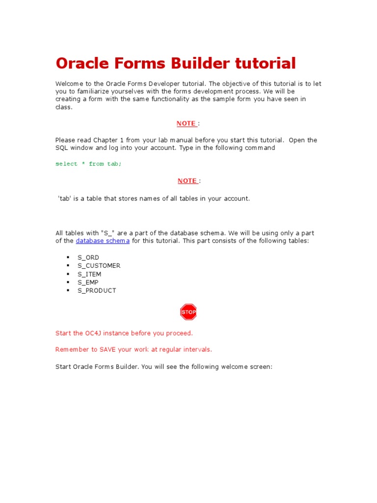 Oracle Forms Developer Tutorial | PDF | Pl/Sql | Databases