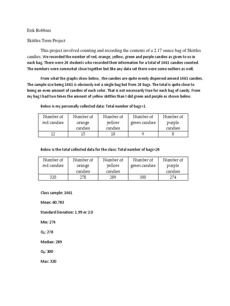 Skittles Term Project 11 9 14 | PDF | Statistical Hypothesis Testing ...