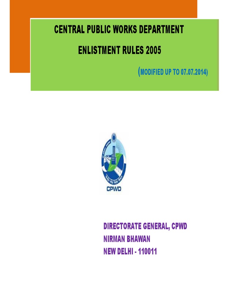 CPWD Enlistment Rules 2014-07 | PDF | Partnership | Sole Proprietorship