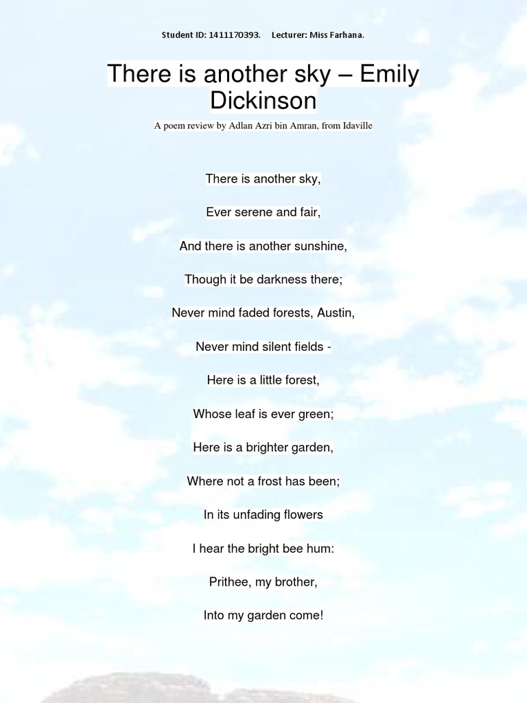 There Is Another Sky | PDF | Emily Dickinson