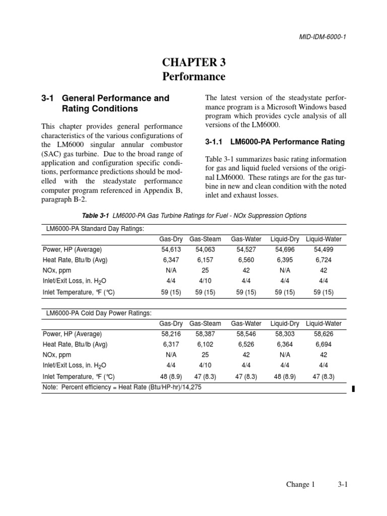 Ge Mid Idm 6000 1.Lm6000 Performance | PDF | Gas Turbine | N Ox