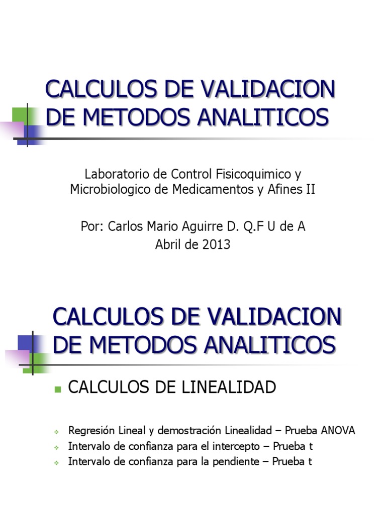 Calculos de Linealidad | PDF | Análisis de variación | Exactitud y precisión