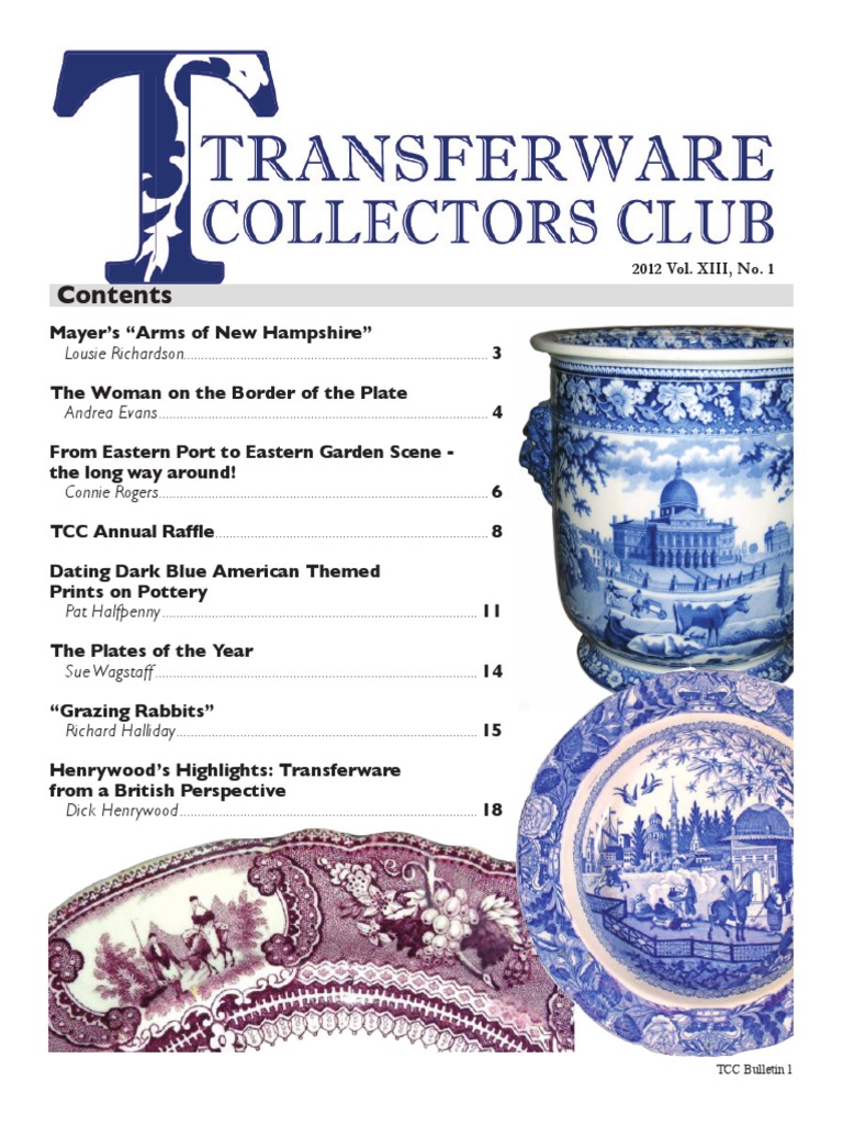Transferware Collectors Club Bulletin One 2012 | PDF | Pottery ...