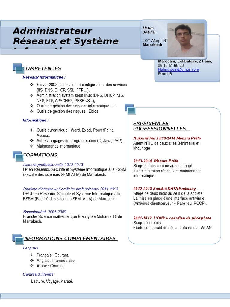 CV Hatim 1 - 1 | PDF | Affaires | Ordinateurs