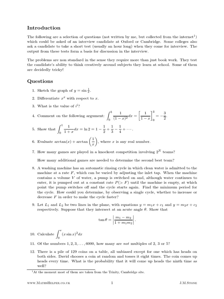 Oxbridge Questions | Logarithm | Mathematical Concepts