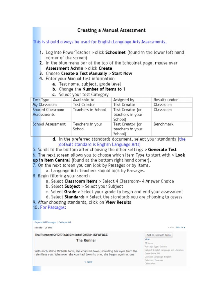 Manual Test Creation for ELA Assessments | PDF | Educational Assessment ...