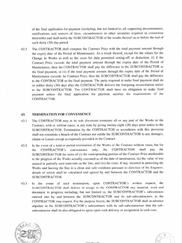 Sample Default Termination Clause PDF | PDF