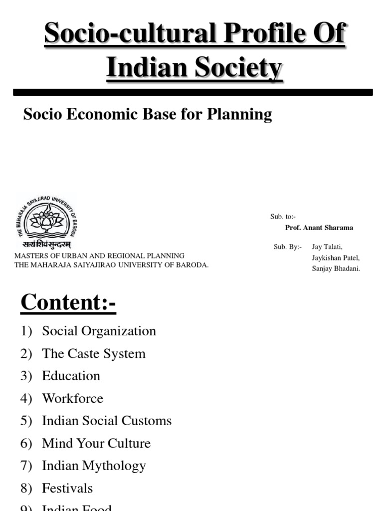 Socio-Cultural Profile of Indian Society | PDF | Caste | Religion And ...
