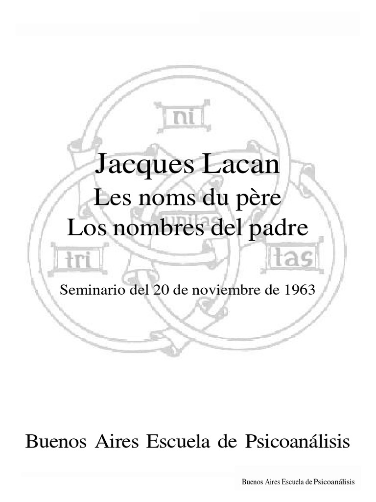 Jacques Lacan, Seminario Los nombres del padre, 20-11-1963 ...