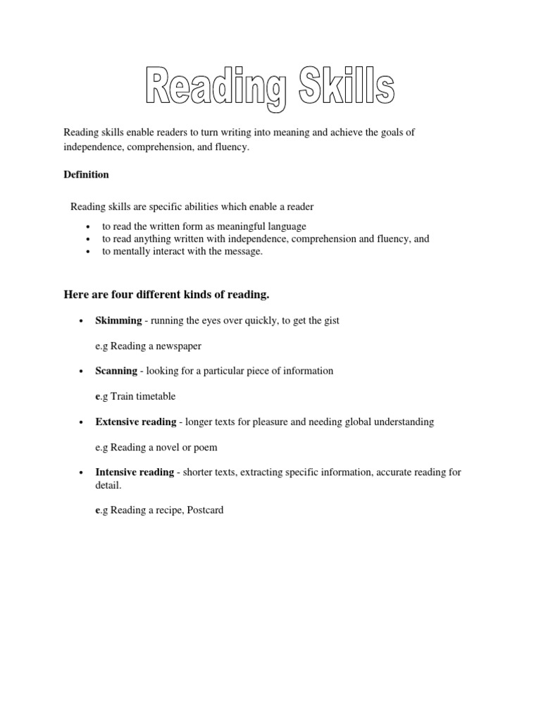 English Outline Notes | PDF | Reading Comprehension | Reading (Process)