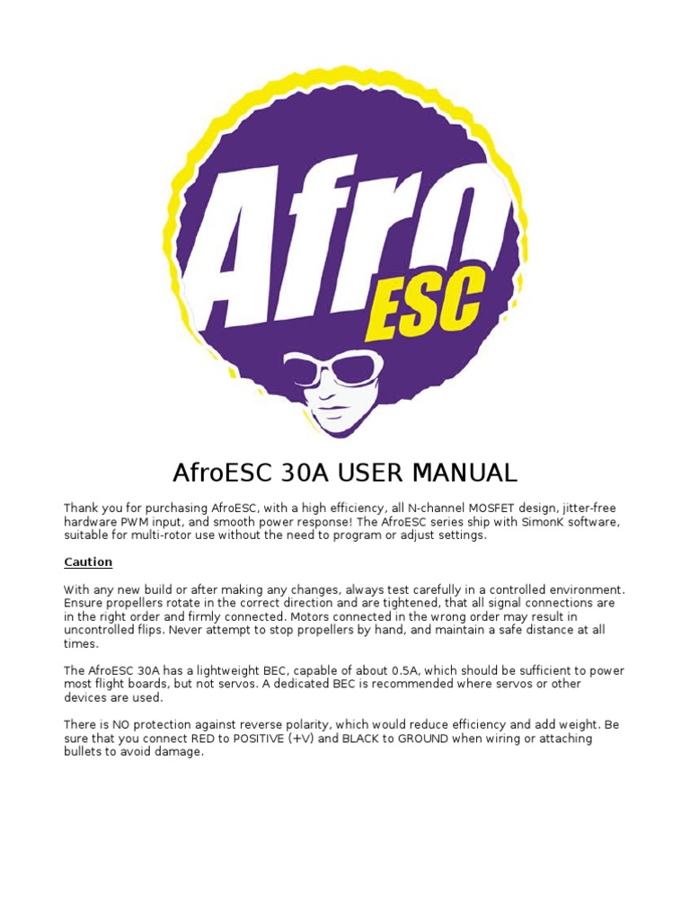 Afro Esc 30A Manual | PDF | Flash Memory | Servomechanism