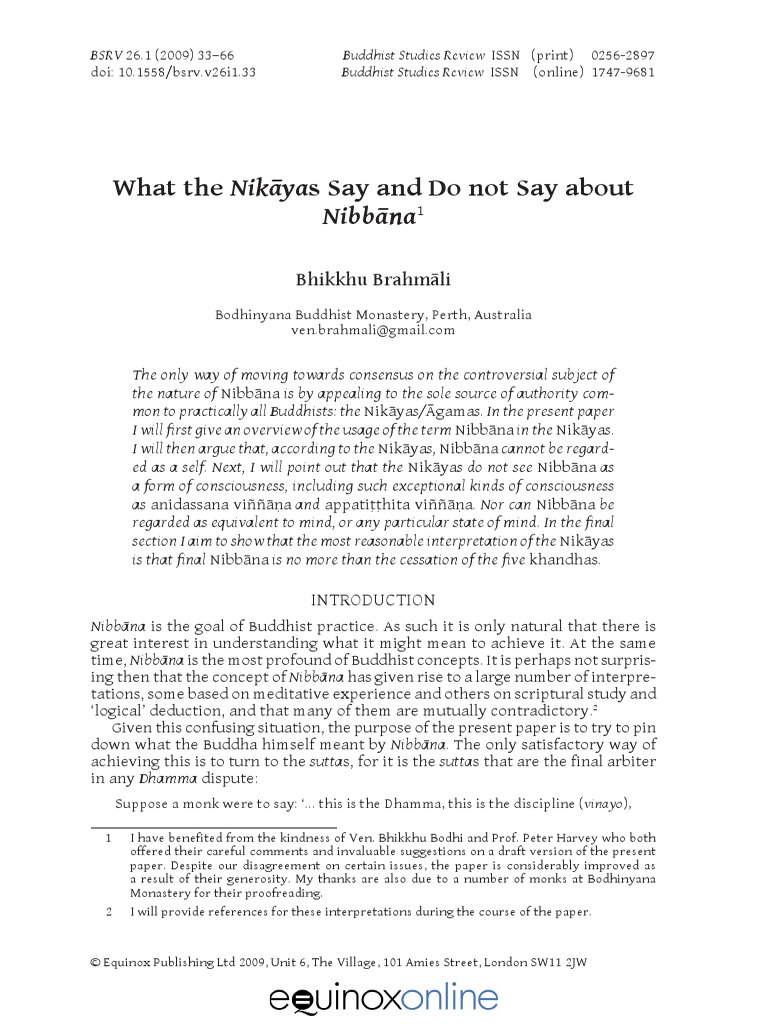 What The Nikayas Say About Nibbana | PDF | Nirvana | Buddhist ...