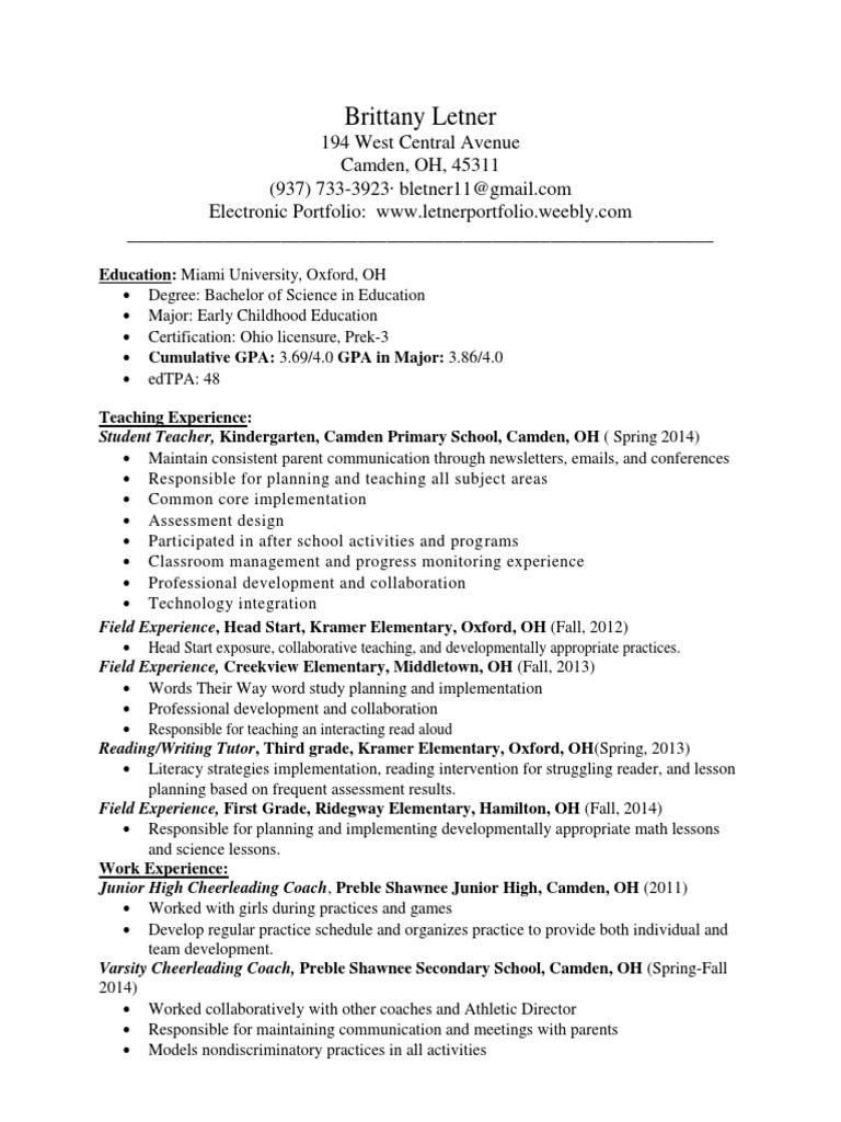 Brittany Letner Final Resume | PDF