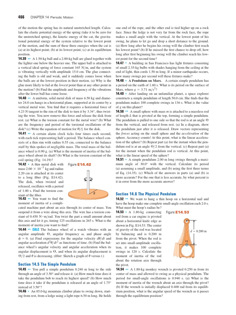 Physics I Problems PDF | Download Free PDF | Pendulum | Rotation Around A Fixed Axis