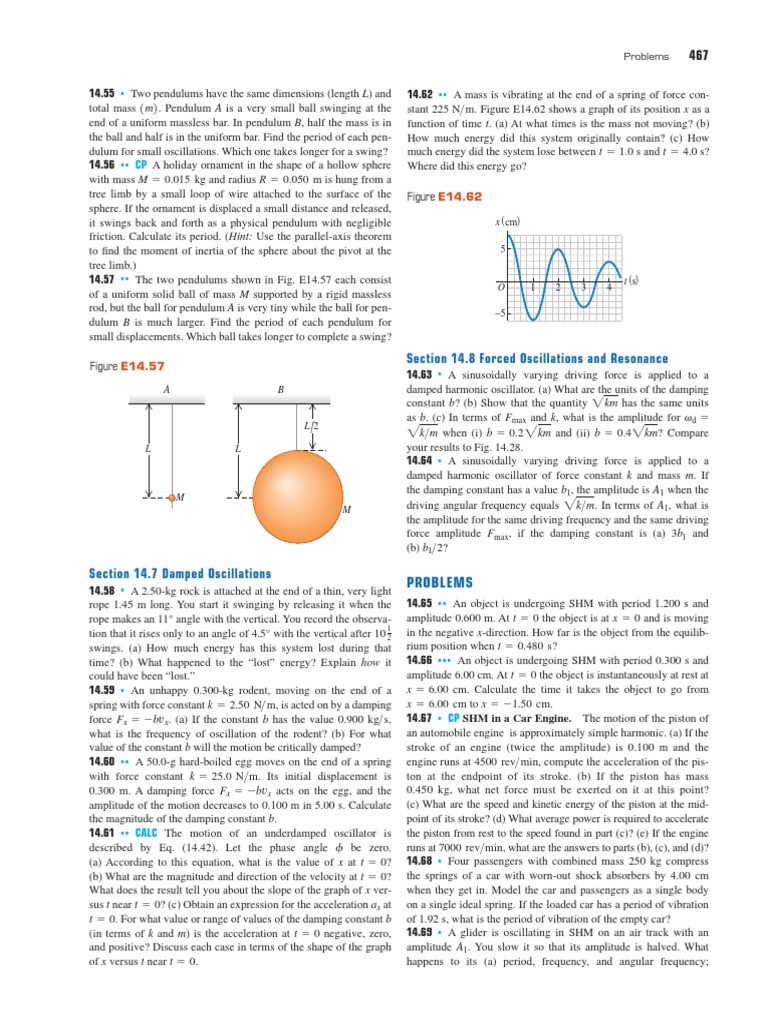 Physics I Problems PDF | PDF | Pendulum | Quantity