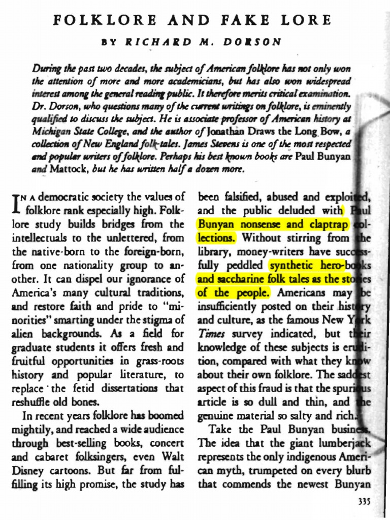 Dorson - Folklore & Fake Lore | PDF | Folklore