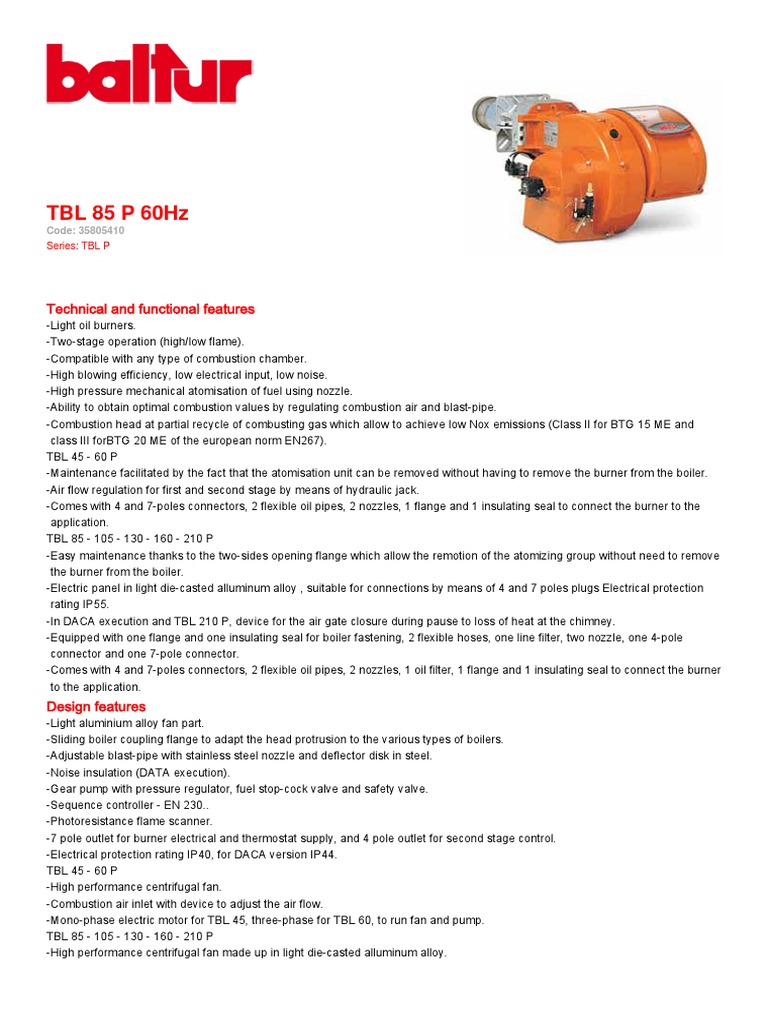 Baltur TBL85 P | PDF | Mechanical Fan | Power Supply