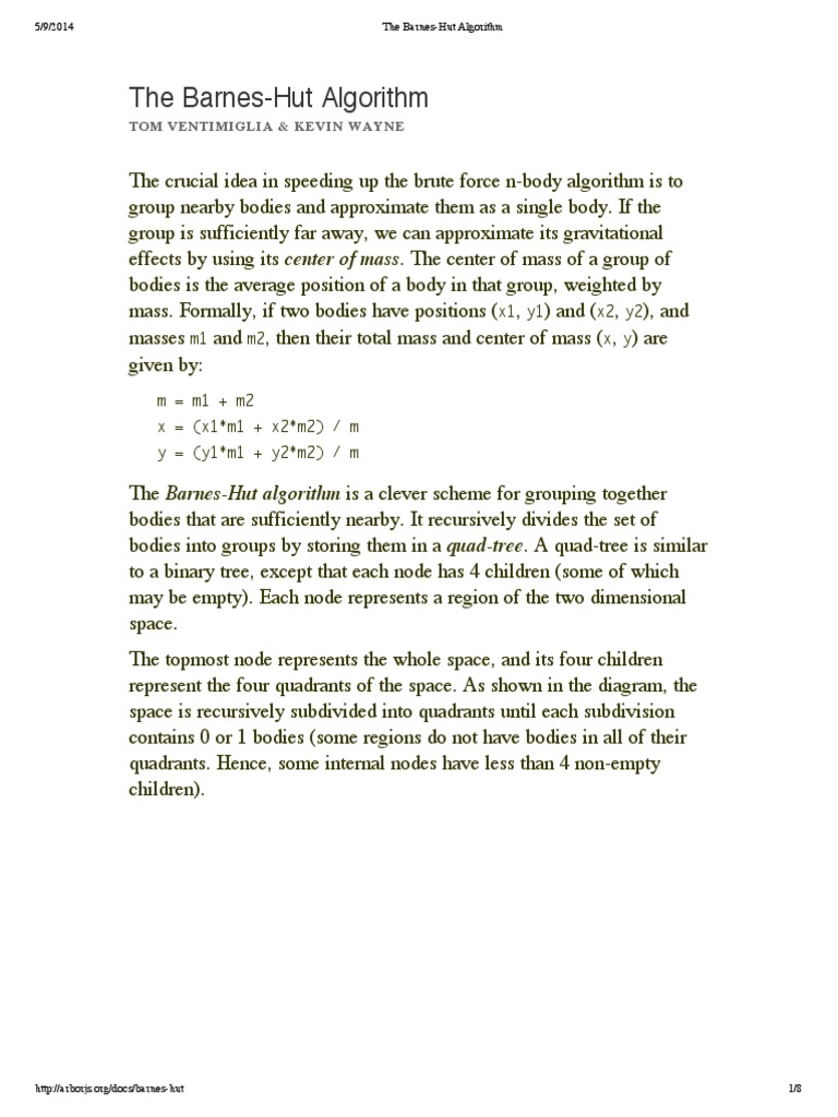 The Barnes-Hut Algorithm | PDF | Computer Programming | Mathematical Concepts