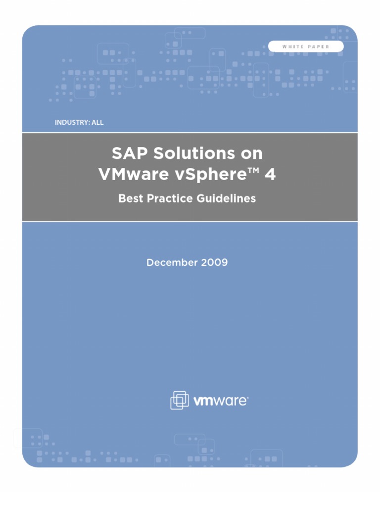 SAP Solutions On VMware Vsphere 4 - Best Practice Guidelines | PDF | V Mware | Virtual Machine