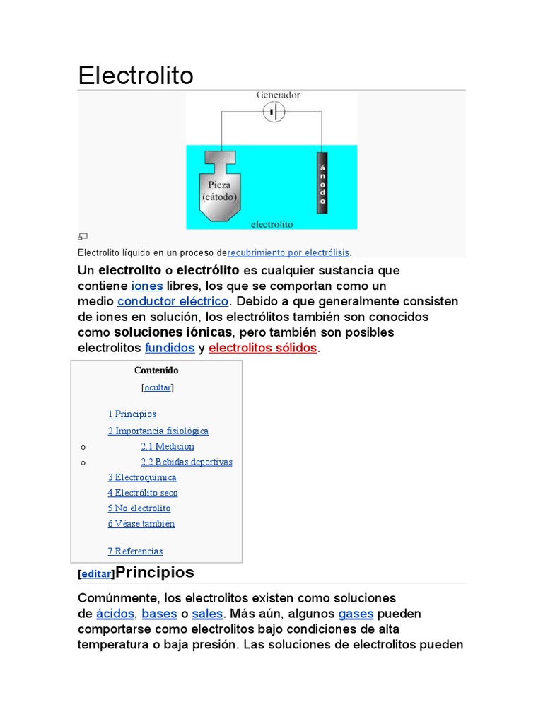 Electrolito | PDF | Electrólito | Química
