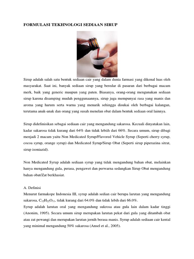 Formulasi Tekhnologi Sediaan Sirup | PDF