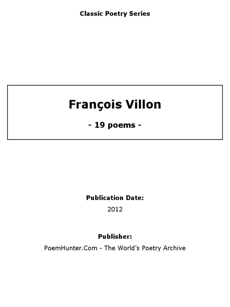 Poems of Francois Villon | PDF