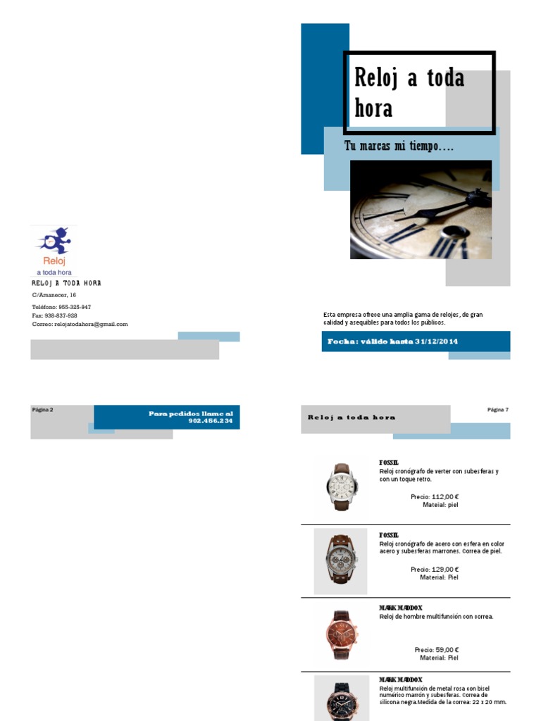 Catálogo de Relojes PDF | PDF | Reloj | Pulsera