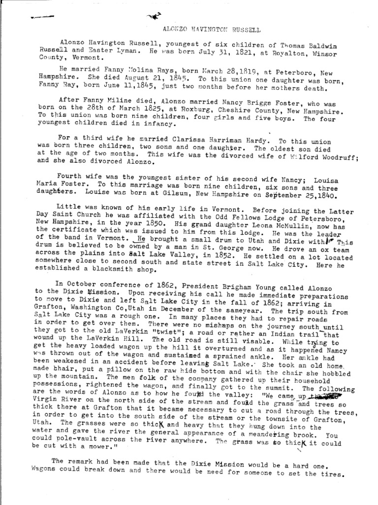 Leone Russell Recounts Alonzo's History | PDF