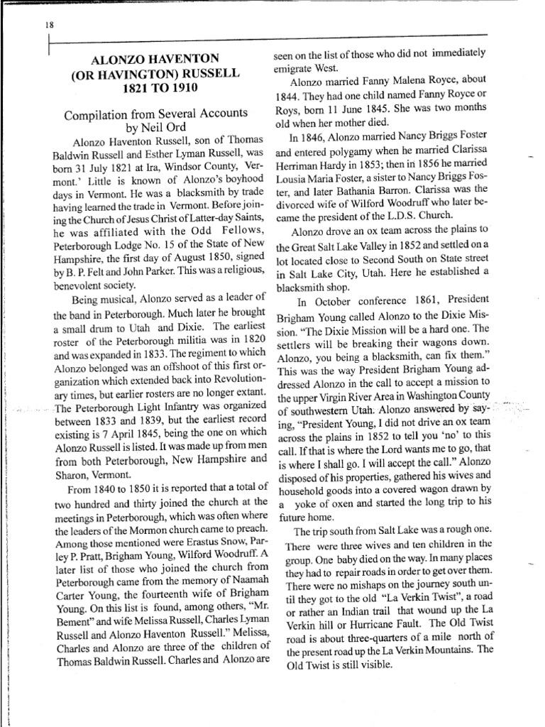 History of Alonzo H. Russell | PDF