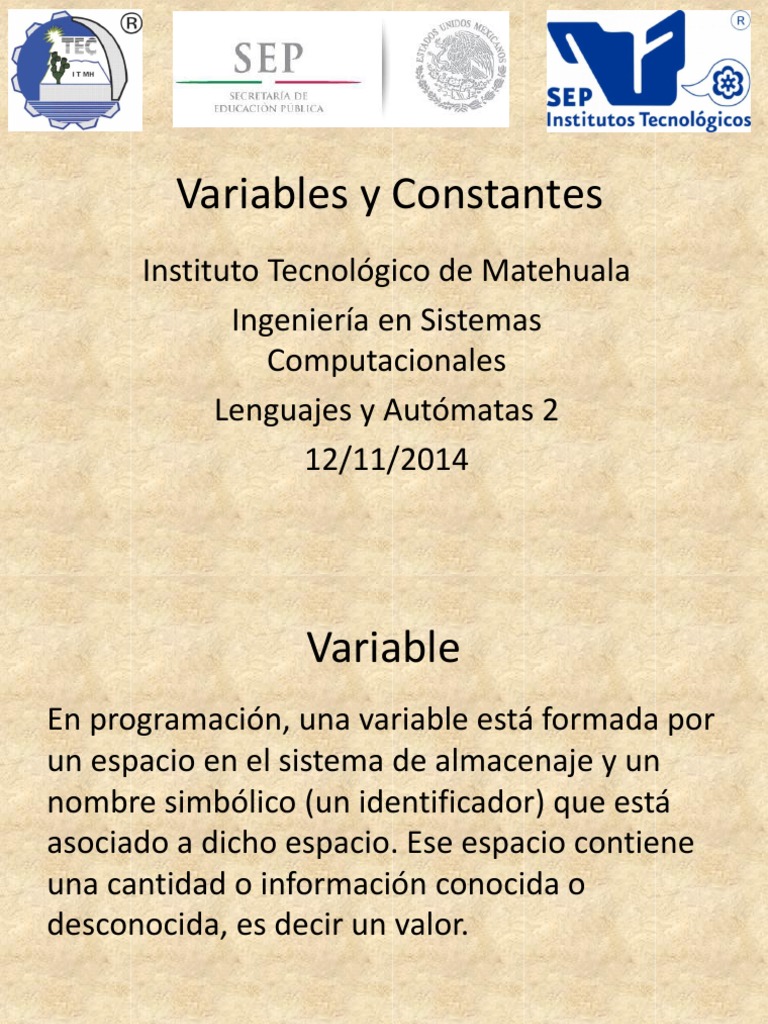 Variables y Constantes | PDF | Variable (informática) | Tipo de datos