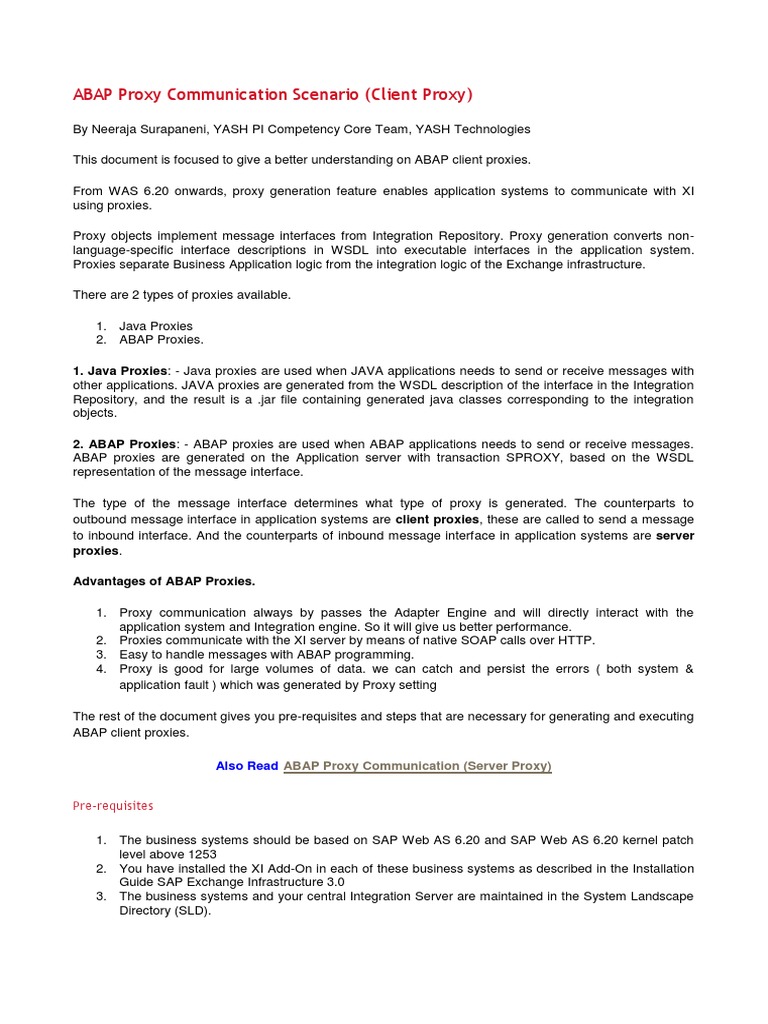 (Is) ABAP Proxy Communication Scenario (Client Proxy) | PDF