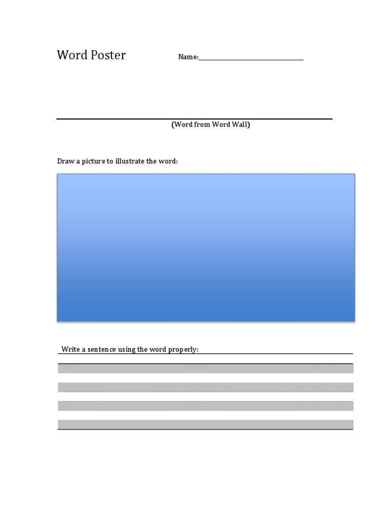 Word Poster Activity Template | PDF | Teaching Methods & Materials ...