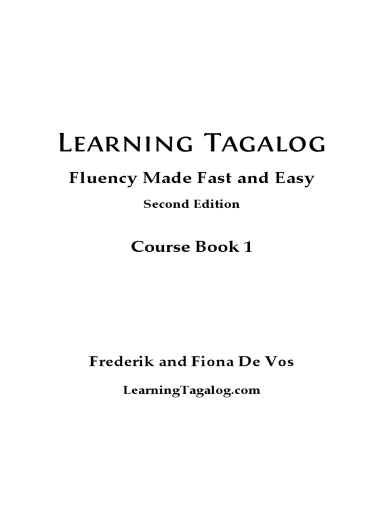 Learning Tagalog Course Book 1 Sample PDF | PDF | Tagalog Language ...