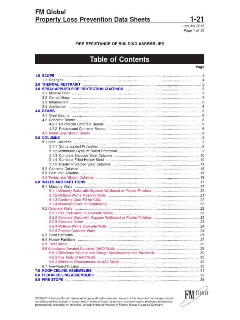 FMDS0121 Fire Resistance of Building Assemblies | PDF | Concrete | Wall