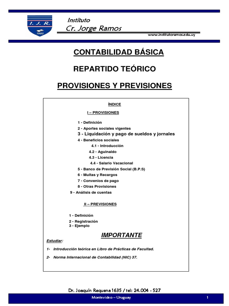 Contabilidad, Provisiones y Previsiones. Cálculos | PDF | Salario ...