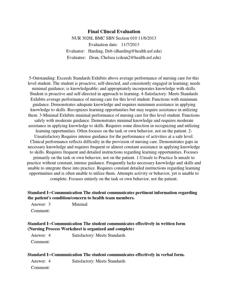 Final Clinical Evaluation - Fundamentals | PDF | Nursing | Scientific Method