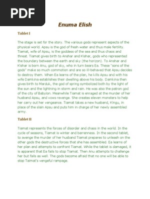 Enuma Elish Pdf Enuma Elish | The Babylonian Epic Of Creation