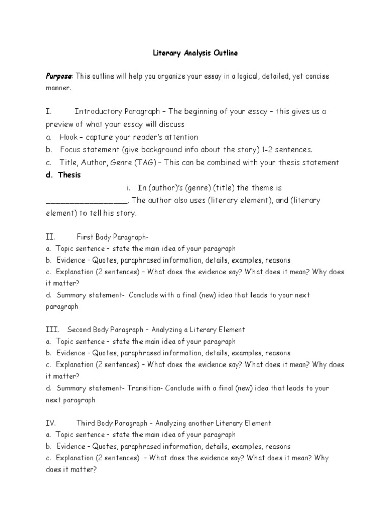 Literaryanalysisoutline | PDF