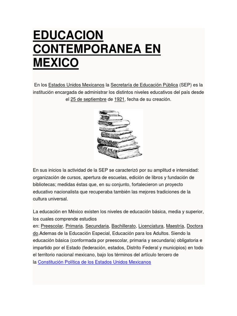 Educacion Contemporanea en Mexico | PDF | Educación Secundaria ...
