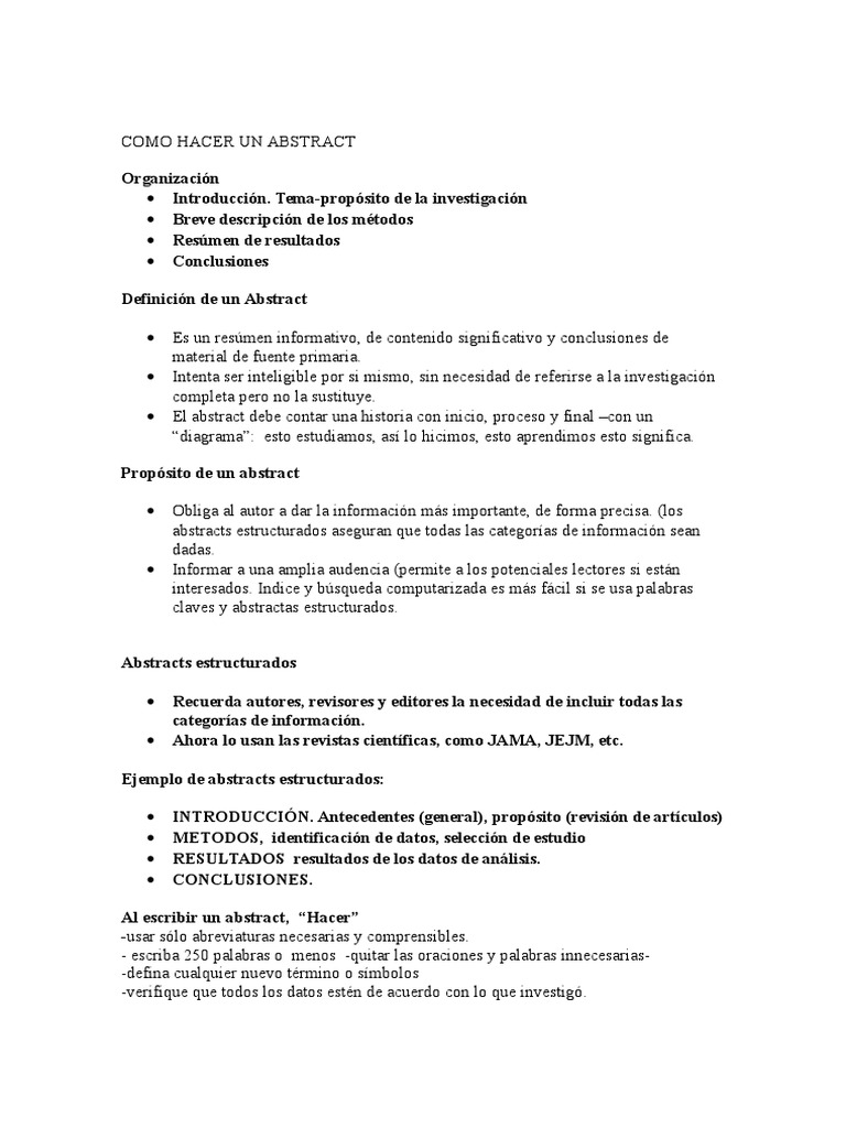 Cómo Hacer Un Abstract | PDF