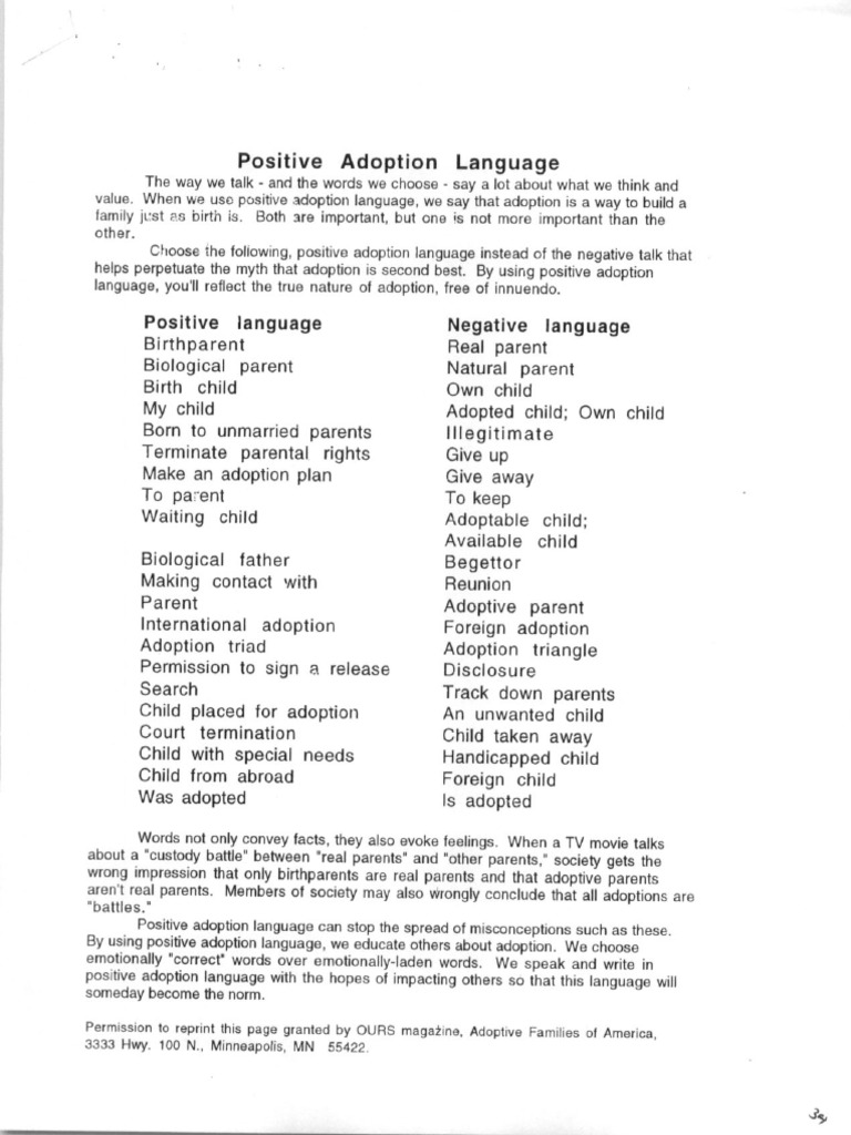 Positive Adoption Language